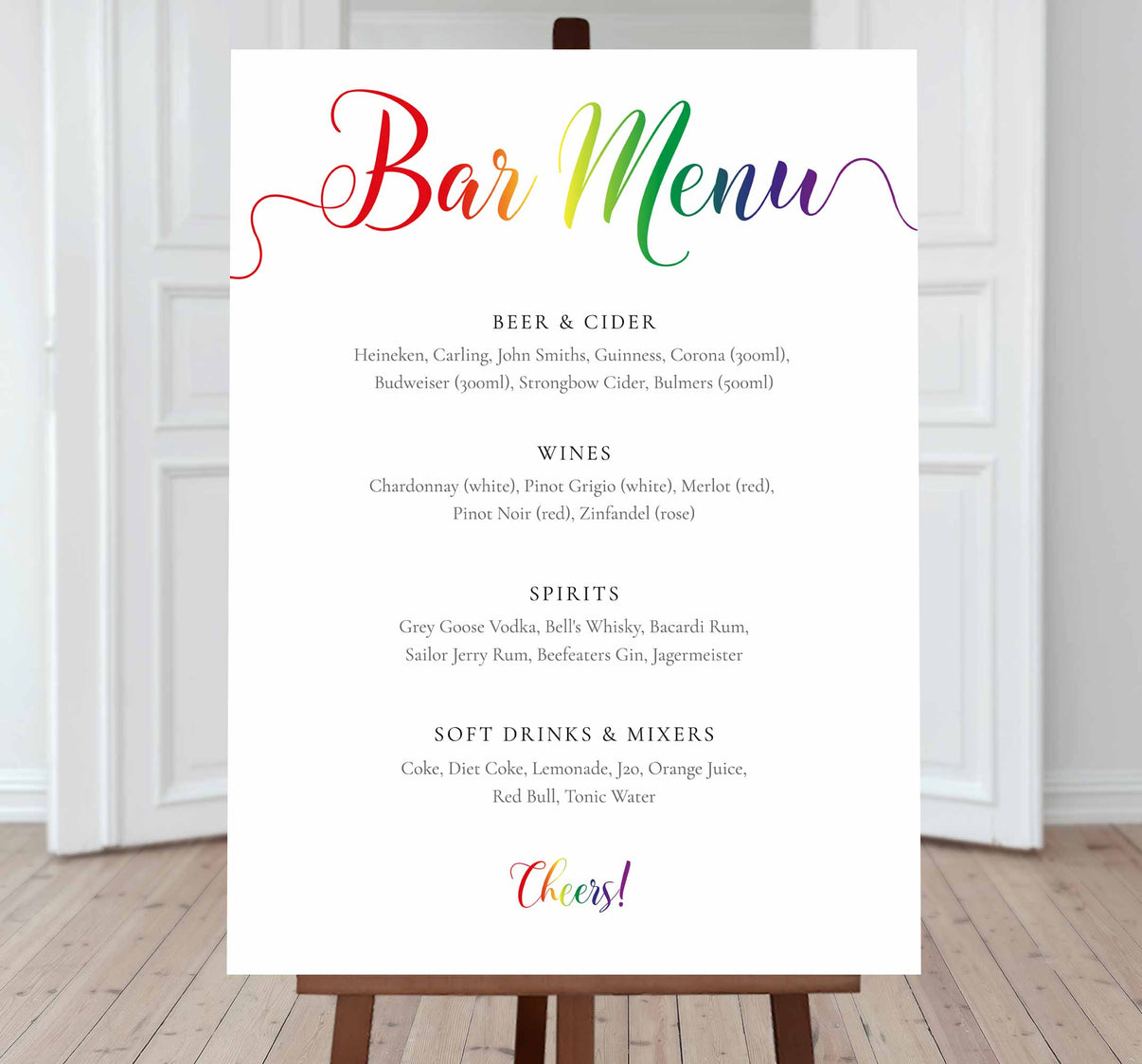Pride Rainbow Bar Menu Template, Printable DIY Drinks Menu Download ...