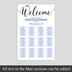 Editable Seating Chart Template Black & White - Digital Download – We ...
