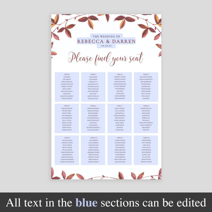 Rustic Wedding Seating Chart Template - Digital Download – We Do Bou