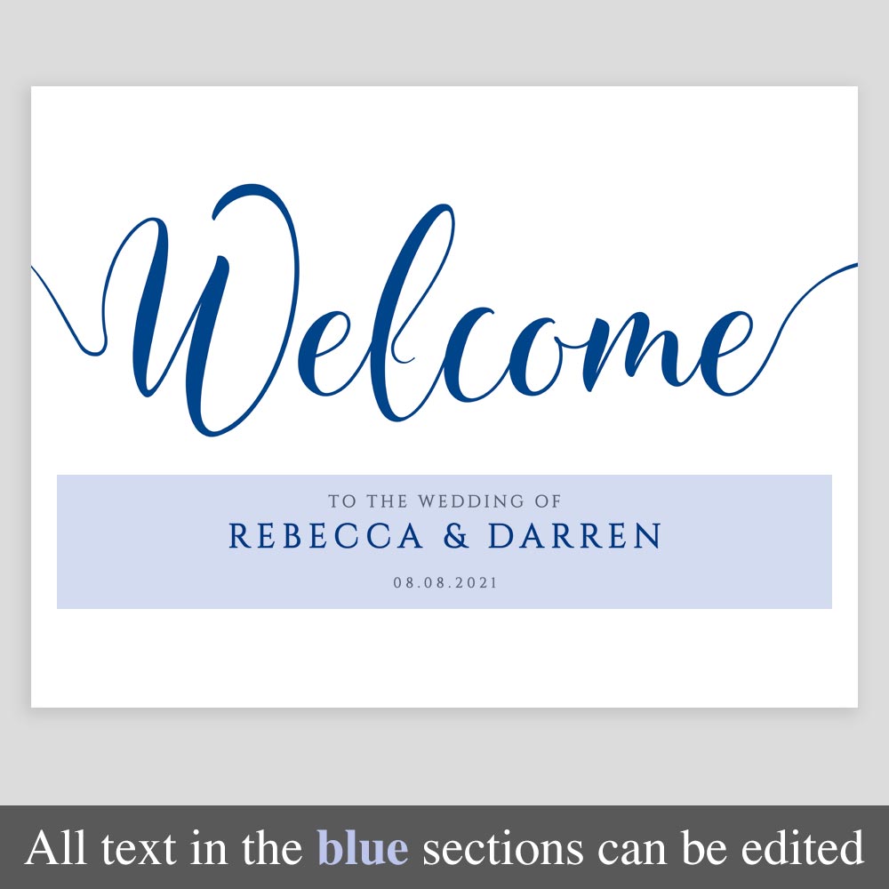 Editable Royal Blue Wedding Welcome Sign Template - Digital Download – We Do Bou
