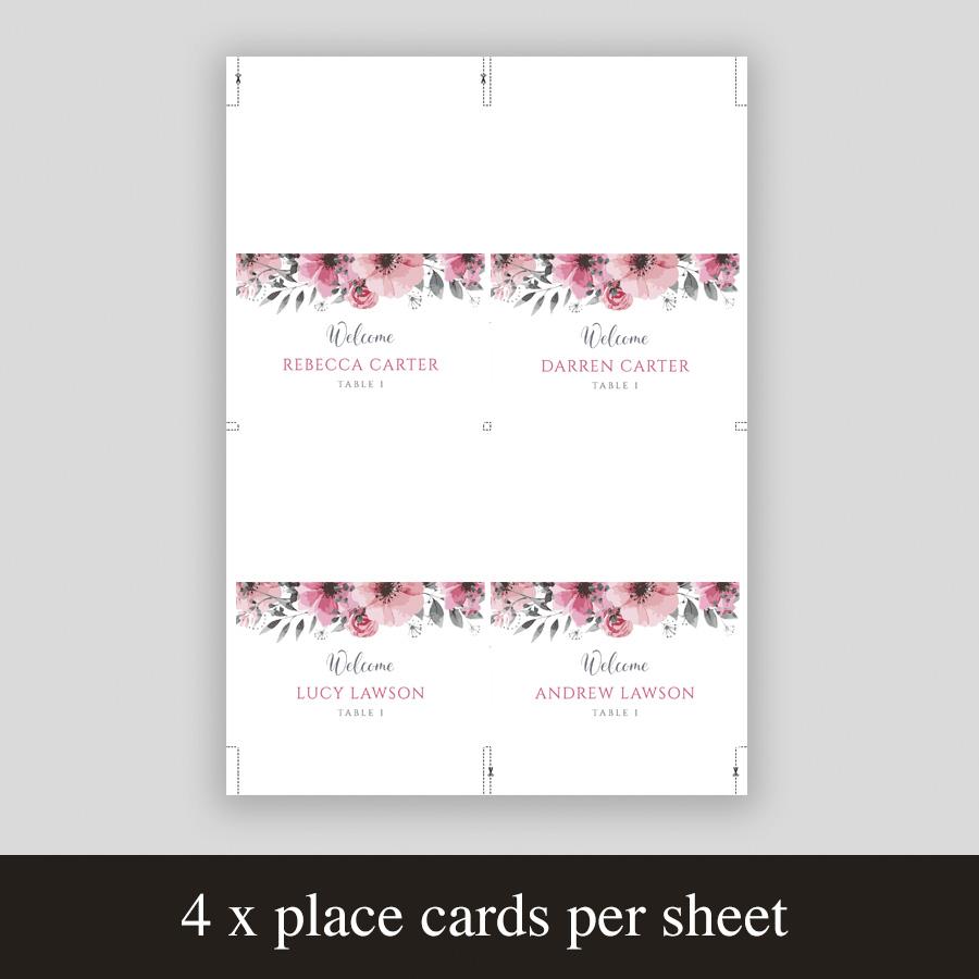 3.75” x 2.5” Floral Place Cards - Digital Download PDF Template – We Do Bou