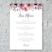 Floral Bar Menu Template - A4, A3, A2, A1, 8x10, 12x18, 18x24 or 24x36 ...