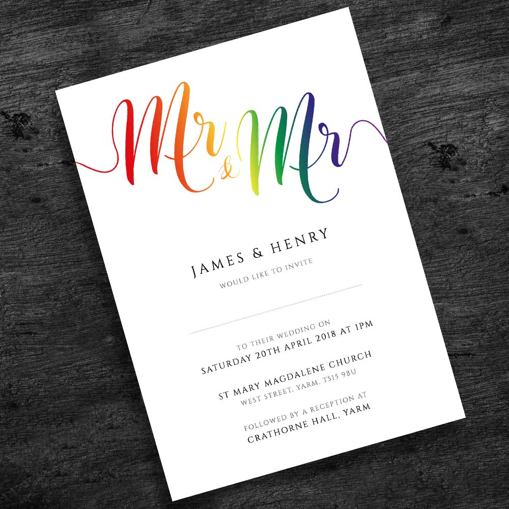 Gay Wedding Invitation Template, Mr & Mr Pride Rainbow Invite Download ...