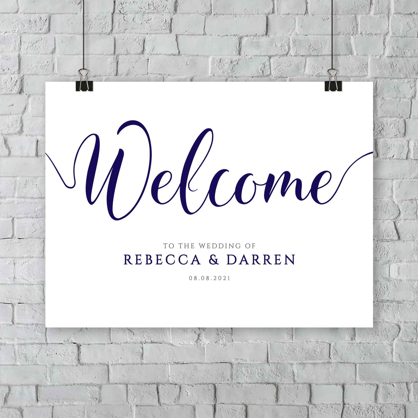 Navy Wedding Welcome Sign Template, Personalised Wedding Sign Download ...