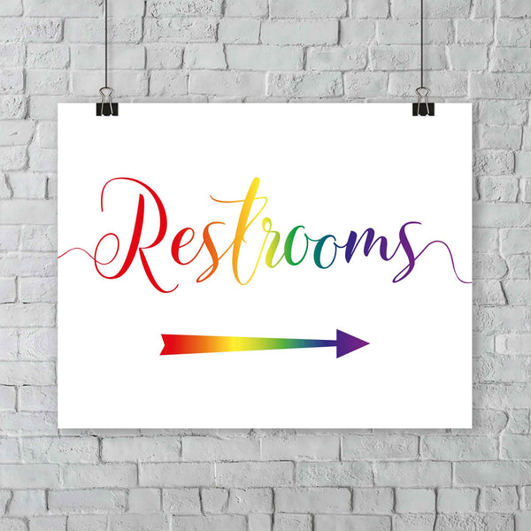 Pride Rainbow Restrooms Arrow Sign | Printable LGBT Wedding Signage ...