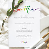 Pride Rainbow Bar Menu Template, Printable DIY Drinks Menu Download ...