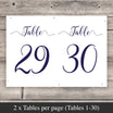 Navy Table Numbers - Printable Wedding Table Sign Instant Download PDF ...