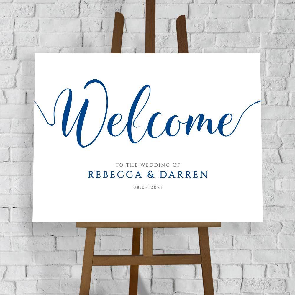 Editable Royal Blue Wedding Welcome Sign Template - Digital Download ...
