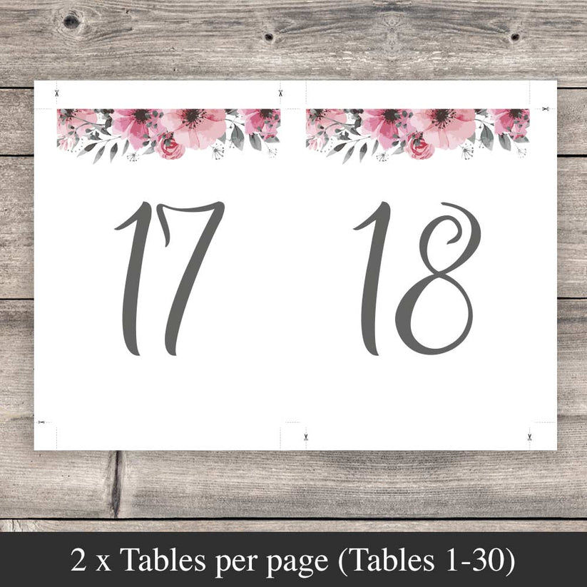 Printable Table Numbers with Floral Border - Instant Download – We Do Bou