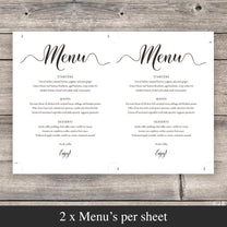 5x7 Editable Wedding Table Menu Card Template - Digital Download – We ...