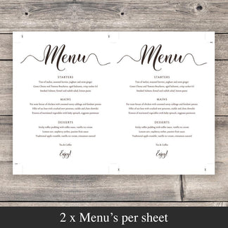5x7 Editable Wedding Table Menu Card Template - Digital Download – We ...