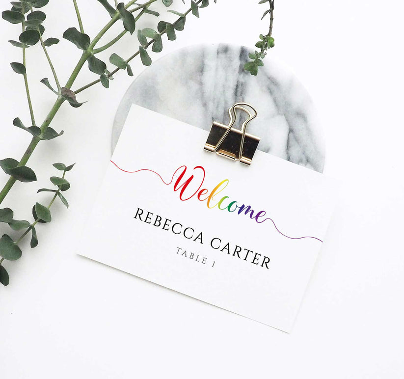 Rainbow Place Card Template - Wedding Name Cards Digital Download – We ...