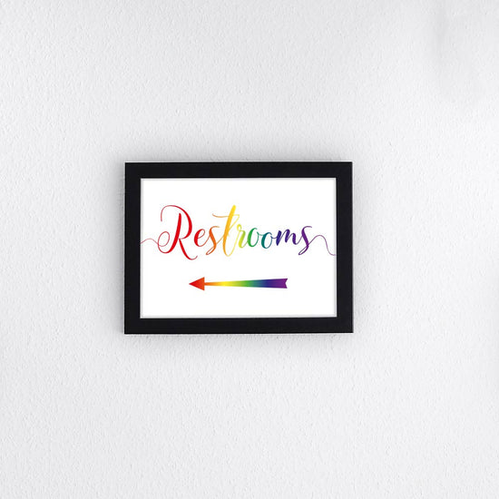 Pride Rainbow Restrooms Arrow Sign | Printable LGBT Wedding Signage ...