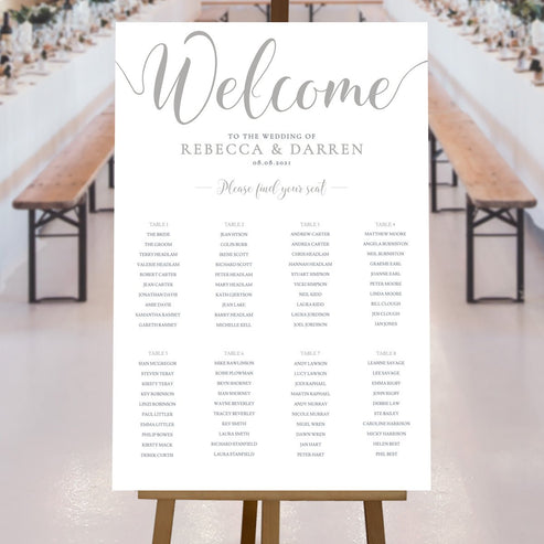 Silver Wedding Seating Chart Template from 6-18 tables – We Do Bou